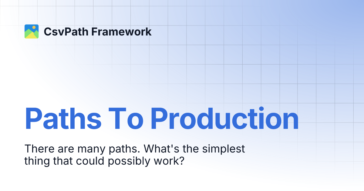 Paths To Production | CsvPath Framework
